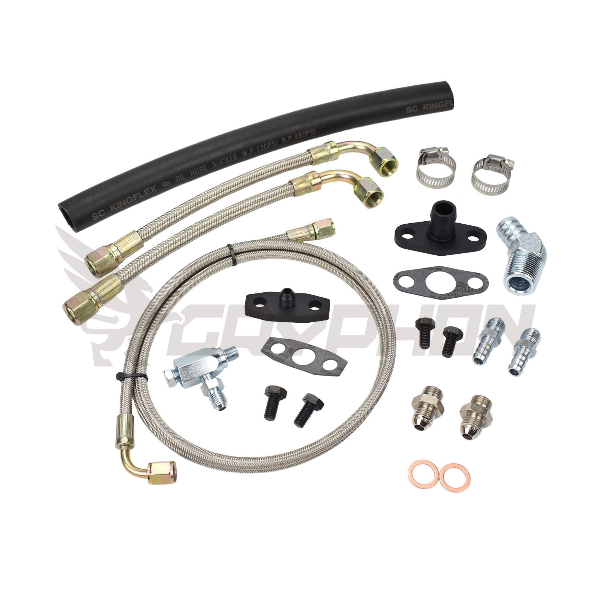 Garrett G-Series G40 G42 G45 Universal Turbo Oil Water Line Kit ...