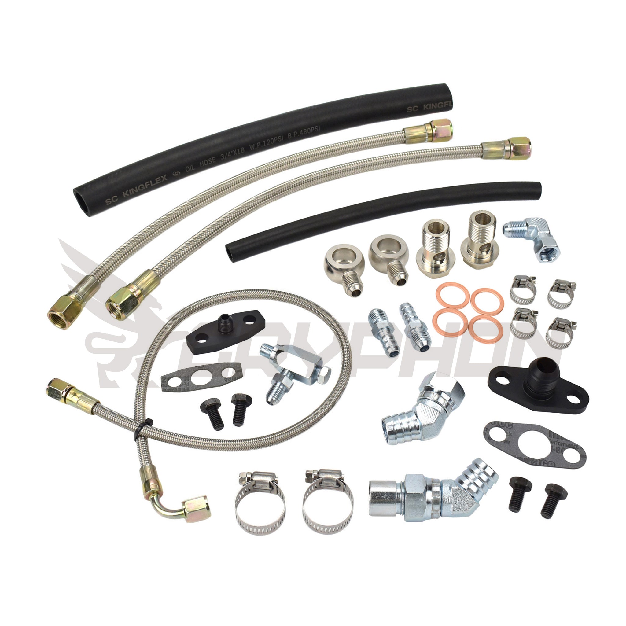 Toyota 1FZ-FE + Garrett GT40R GT42R GT45R Turbo Oil Water Line Kit ...