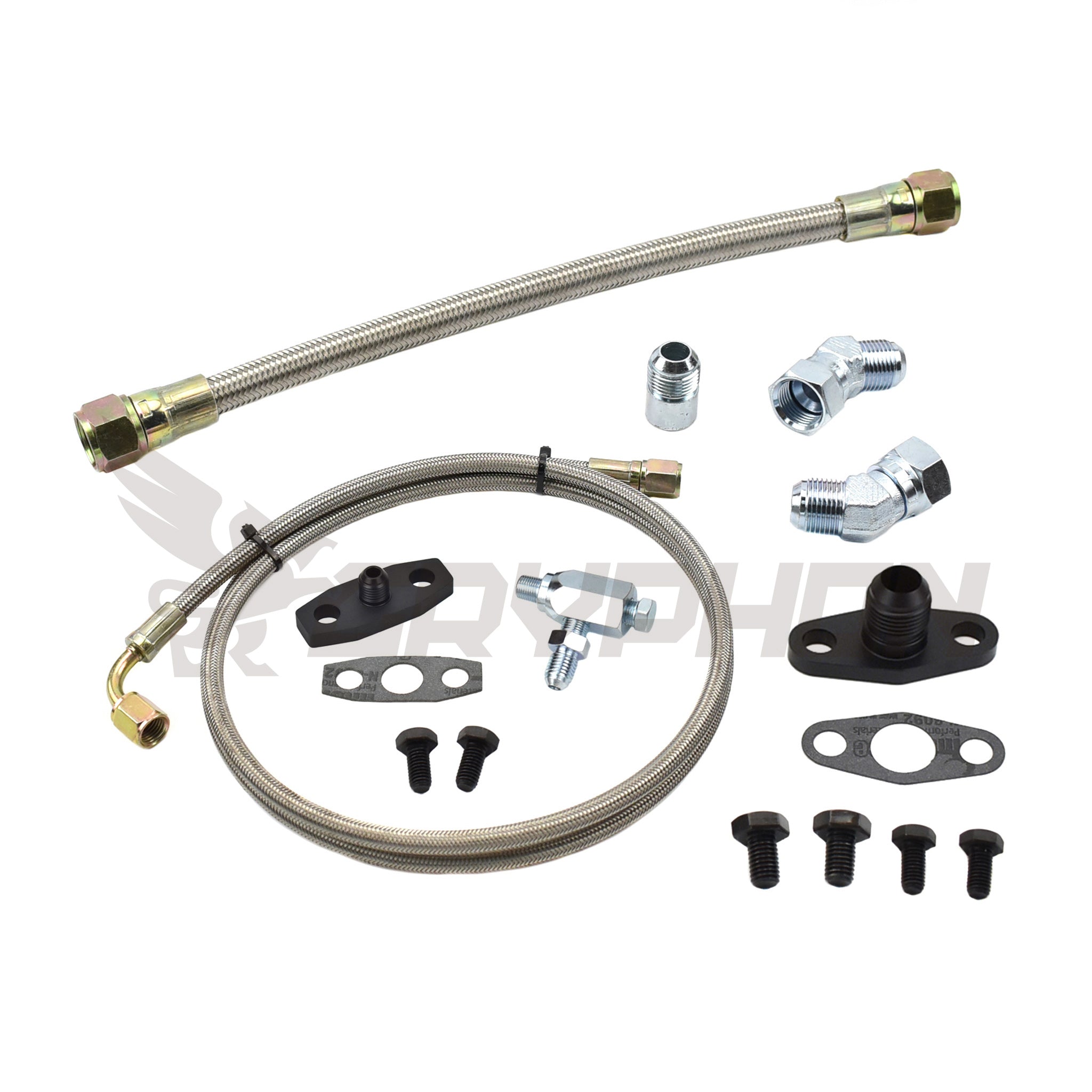 Braided Turbo Oil Feed Return Line Kit Garrett GT37R GT40R GT42R GT45R ...
